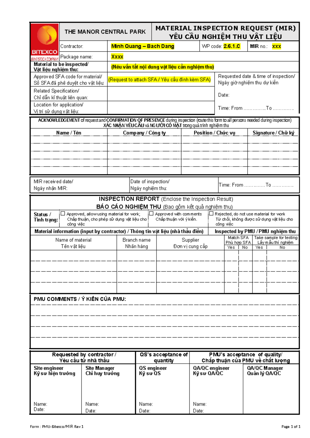 09 MIR Form - Material Inspection Request [Rev-1] - THE MANOR CENTRAL ...