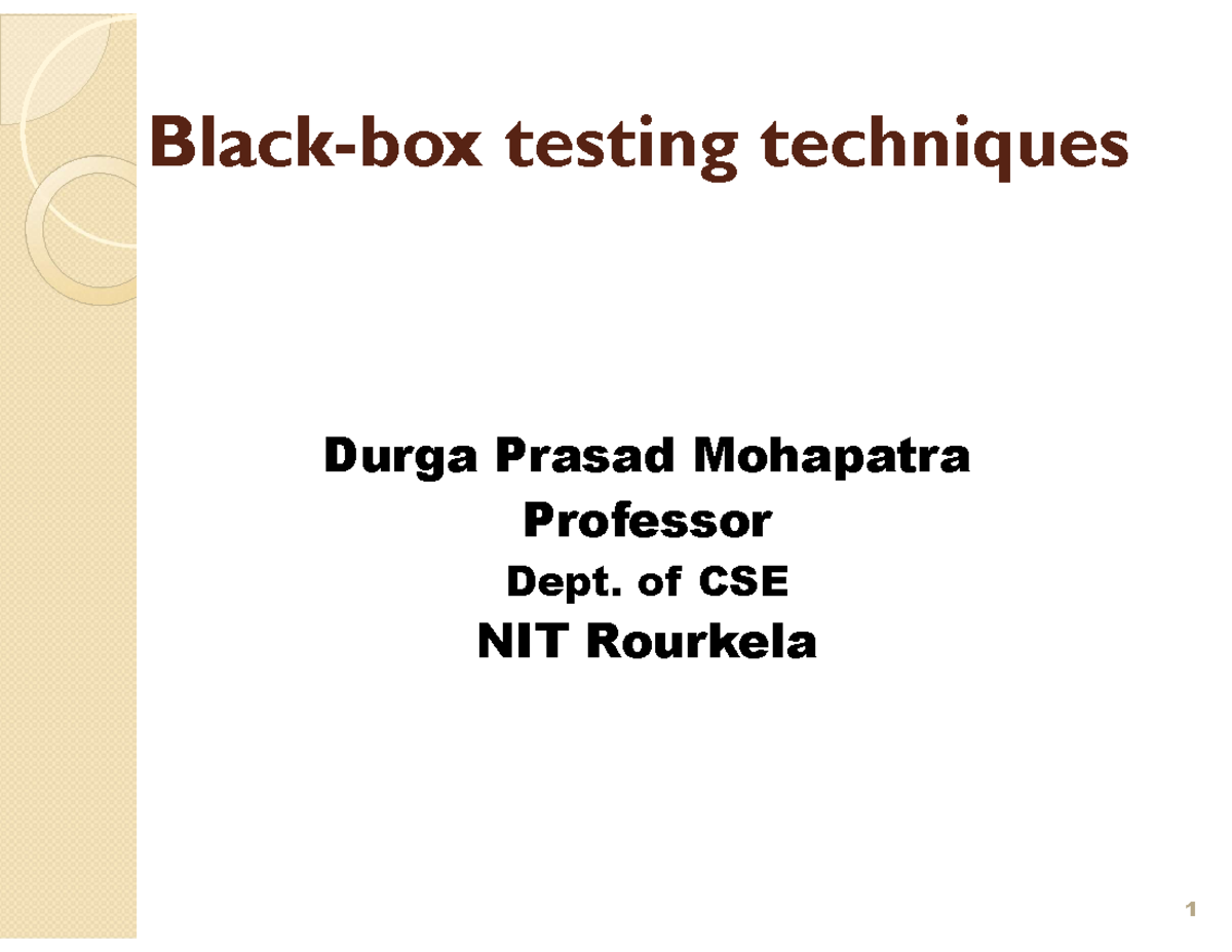 2. Equivalent Partition Testing - Black-box testing techniques Durga ...