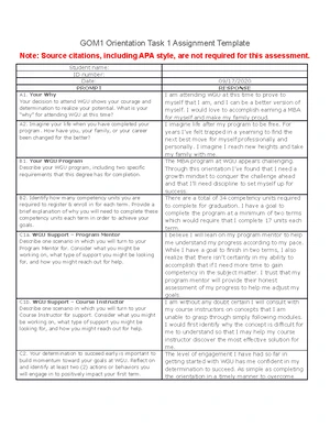 WGU - Orientation Task - Submission that I passed with - GOM1 ...