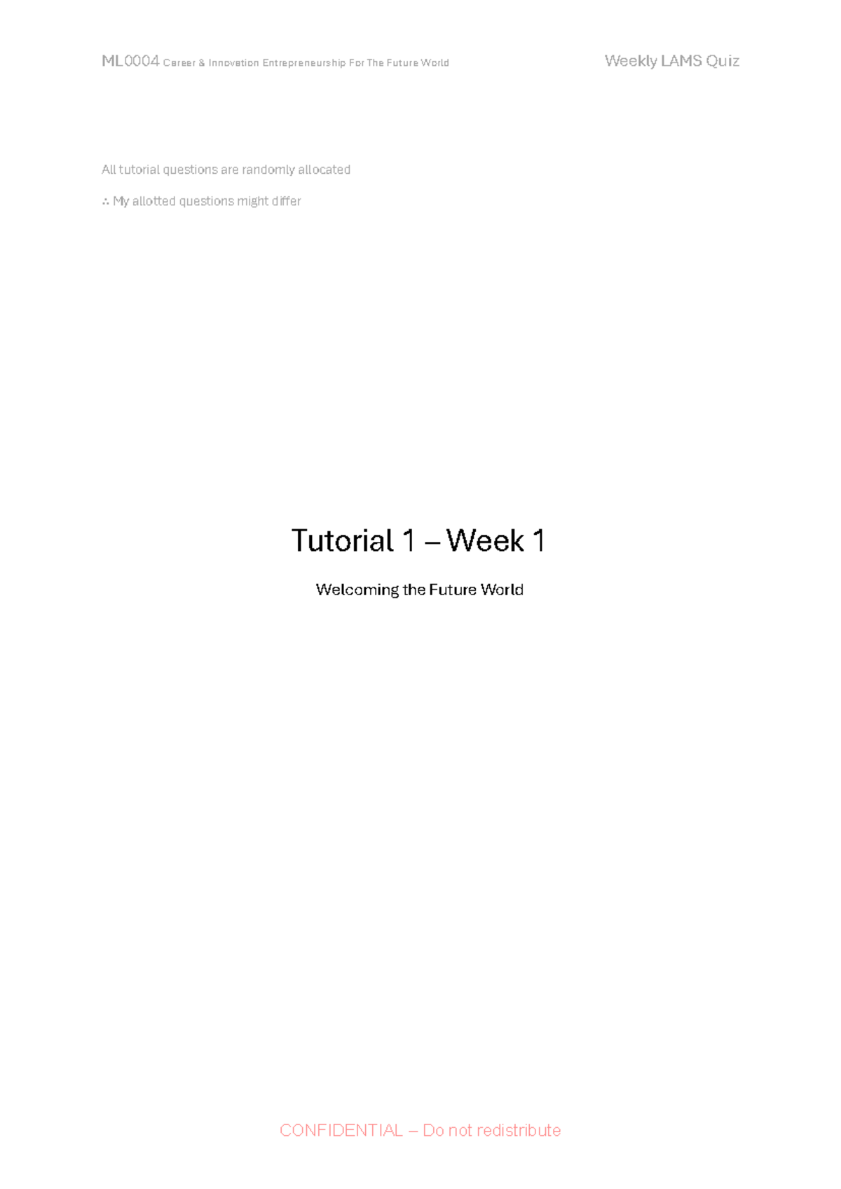 ML0004 - Weekly Quiz Answers: Key Concepts and Skills Overview - Studocu