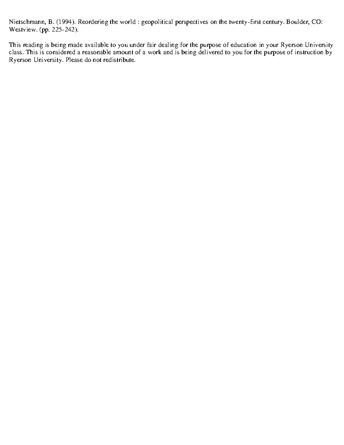 4th World Nietschmann - n/a - Nietschmann, B. (1994). Reordering the ...