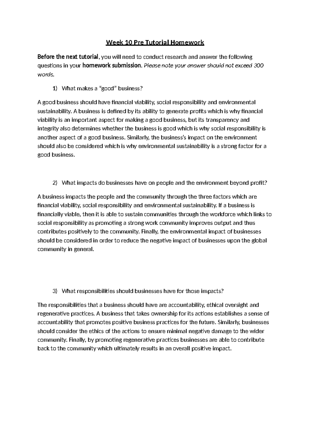 Week 10 Pre-Tutorial Homework: Business Viability & Impact Analysis ...