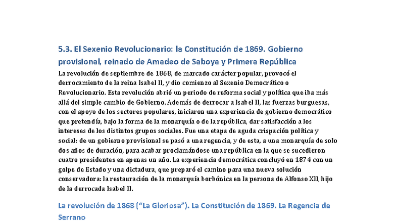 5.3. El Sexenio Revolucionario: Resumen de la Constitución de 1869 ...