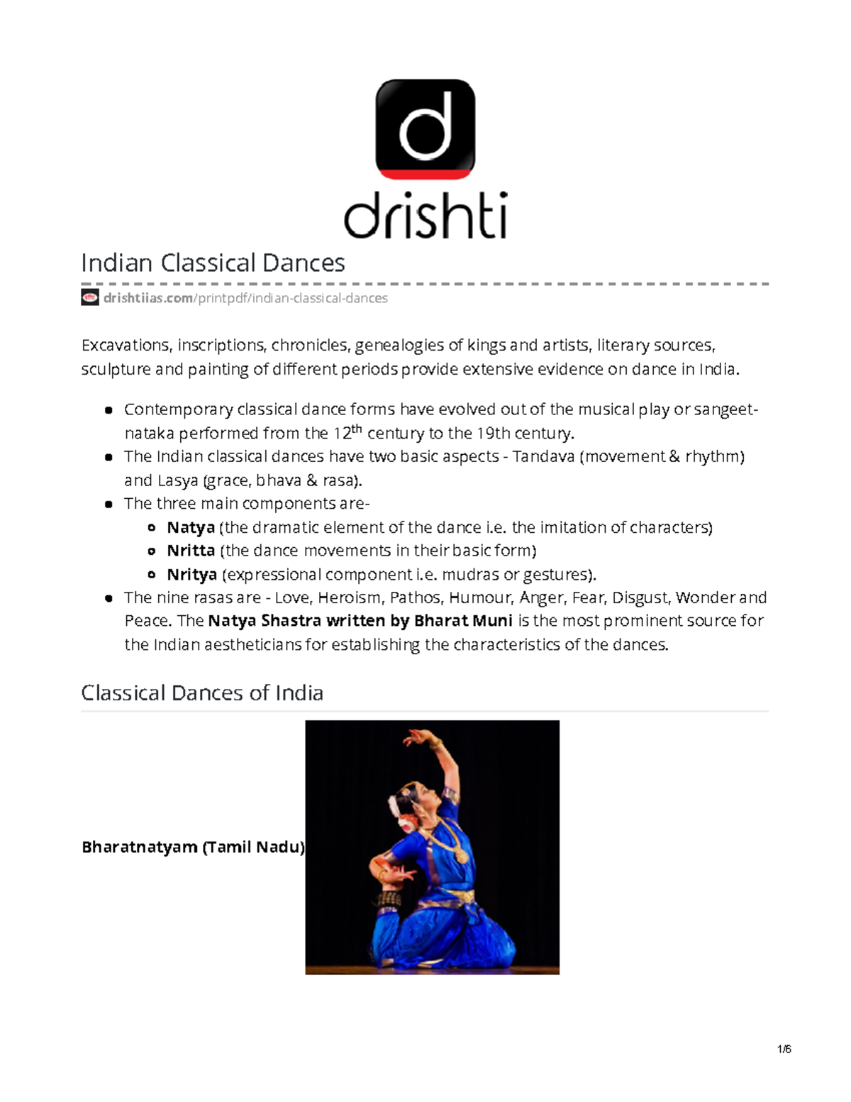 Indian Classical Dances Overview: Types & Key Elements - Studocu