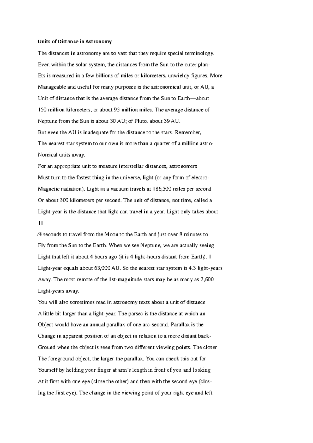 Units of Distance in Astronomy - Even within the solar system, the ...