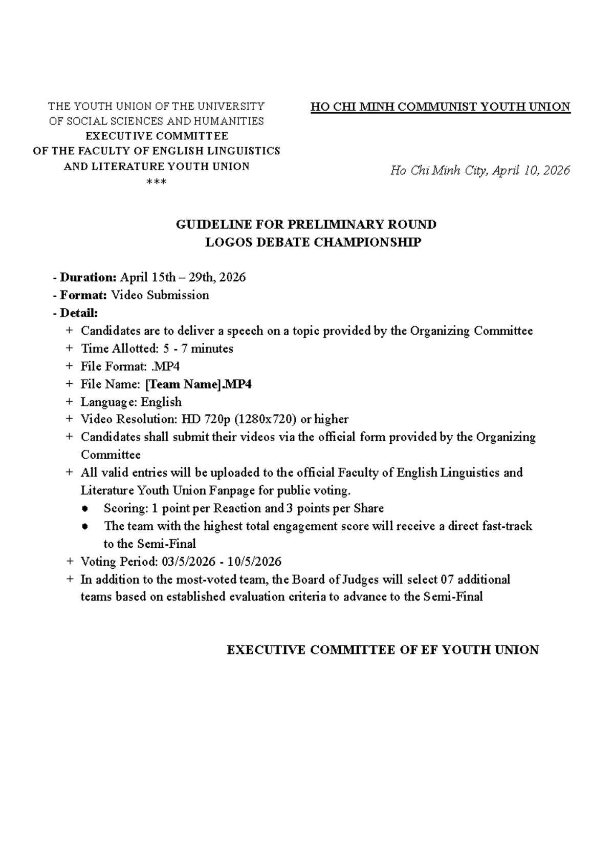 Guideline for Preliminary Round of Logos Debate Championship - Studocu