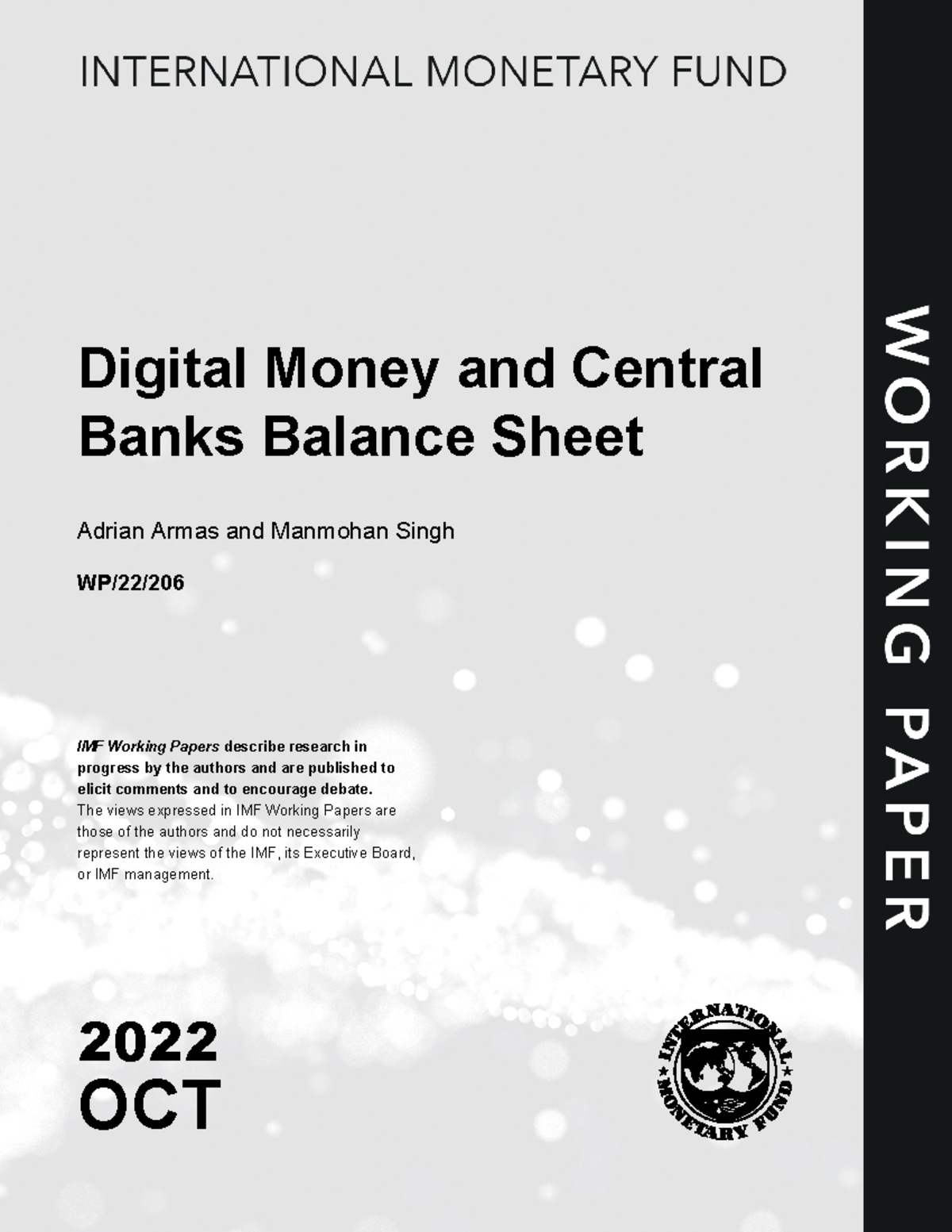 IMF Working Paper: Digital Money & Central Banks' Balance Sheets - Studocu