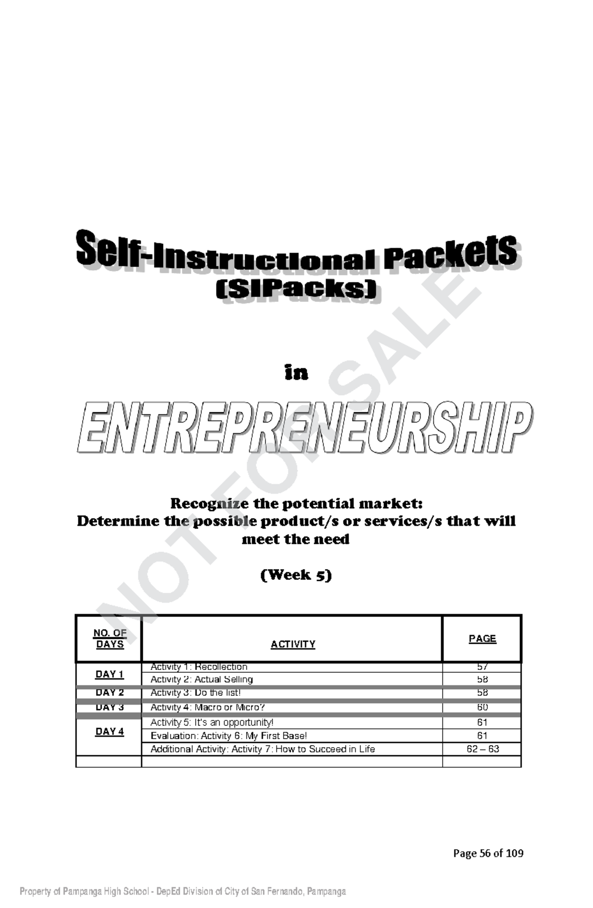 Entrepreneurship (CS_EP11/12ENTREP-0a-4) - Week 5 Self-Instructional ...