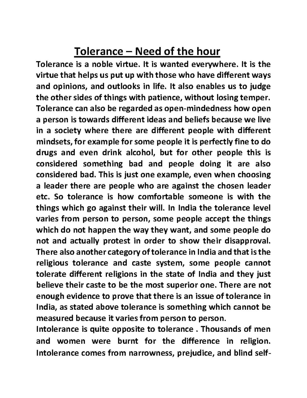 Class 8 English Reader Topics: Tolerance, Nature & Success - Studocu