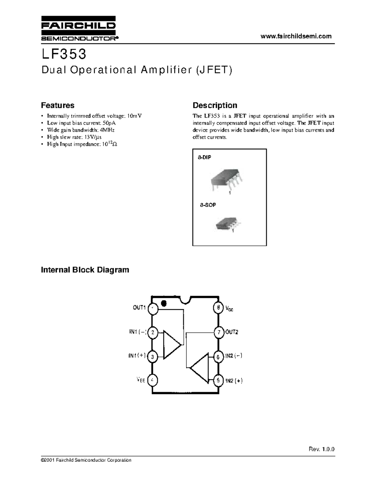 LF353 Datasheet: JFET Op-Amp Features & Specifications - Studocu