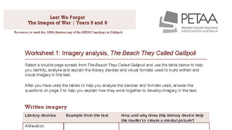 Unit 6 Worksheet 1: Imagery Analysis of "The Beach They Called ...