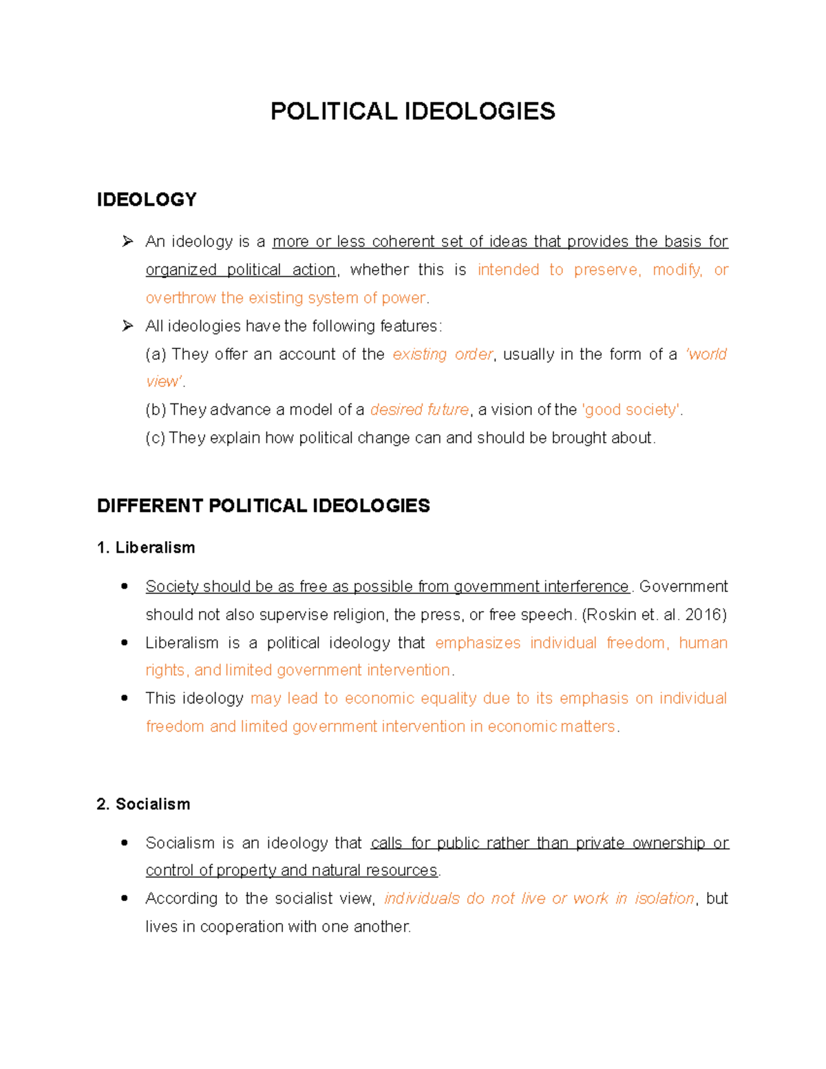 Political Ideologies Overview: Key Concepts & Discussion - Studocu