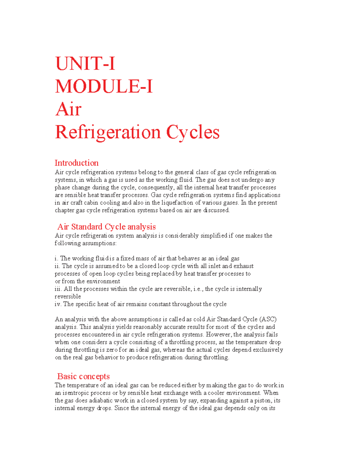 Air Cycle Refrigeration Systems: Concepts & Applications - 06a - Studocu