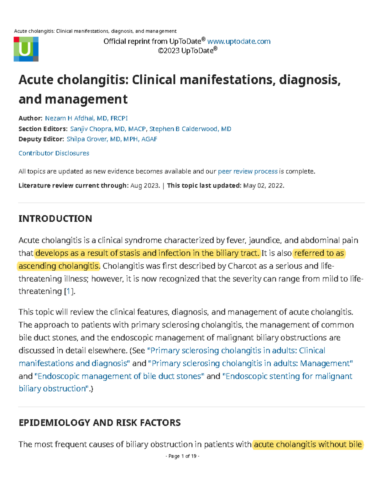 Acute Cholangitis: Clinical Manifestations, Diagnosis & Management ...