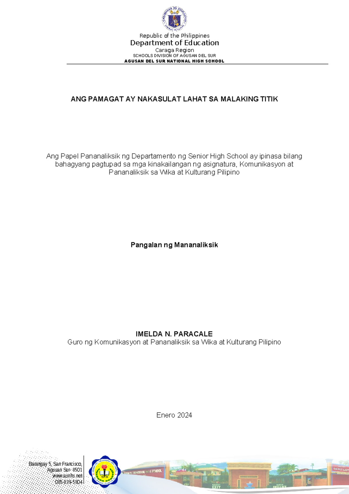 IMRAD Format in Filipino: Research Paper on Communication and Culture ...