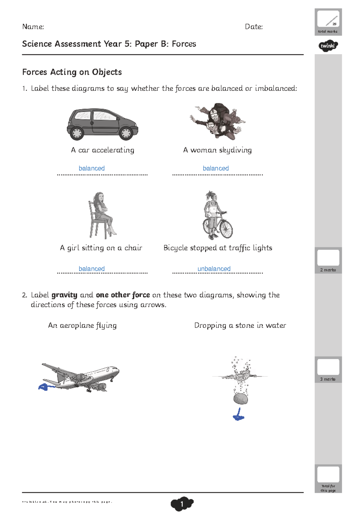 Year 5 Science Assessment: Paper B - Forces and Mechanisms - Studocu