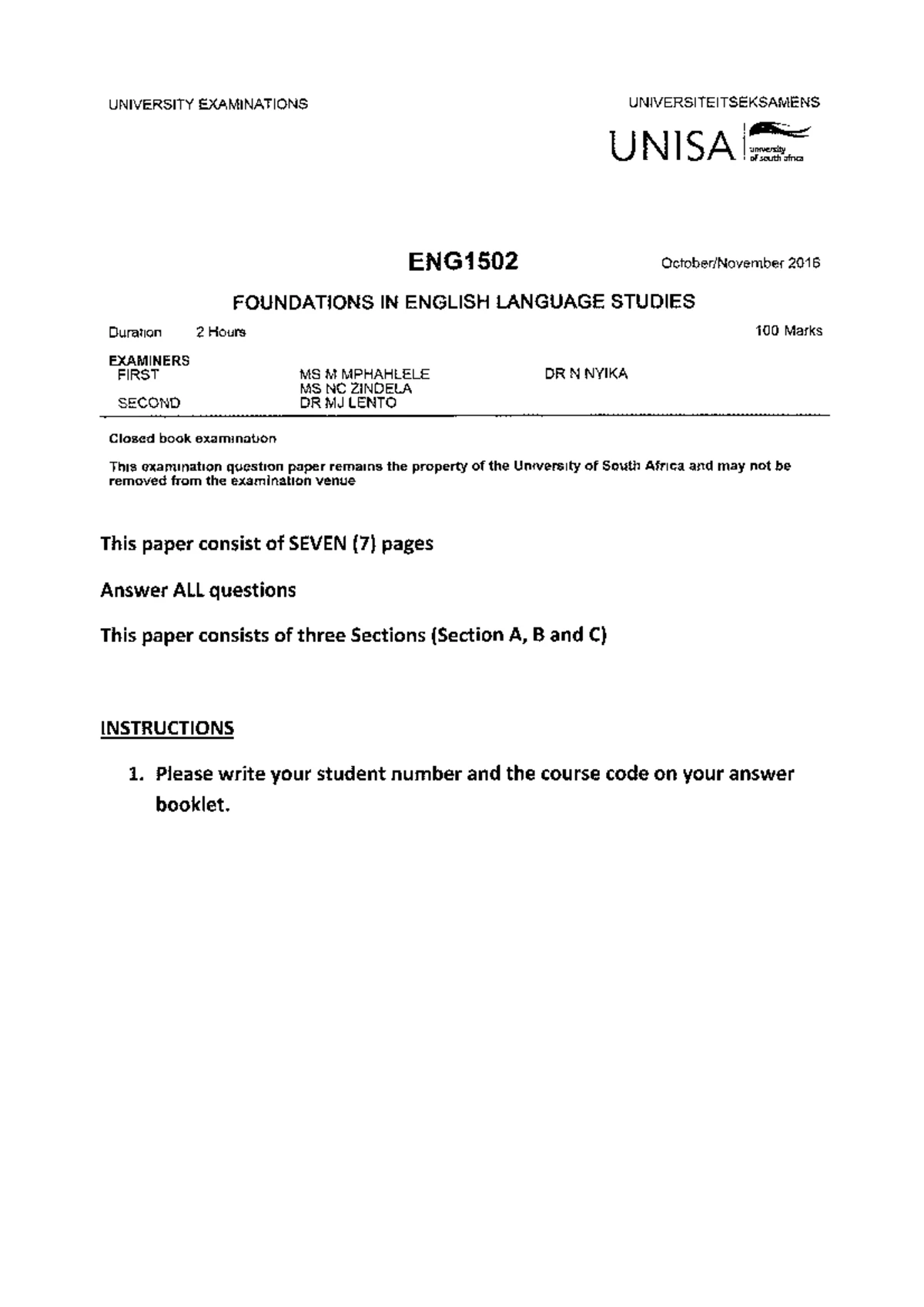 Declaration of Honesty for Module 1503 - English Studies - Studocu