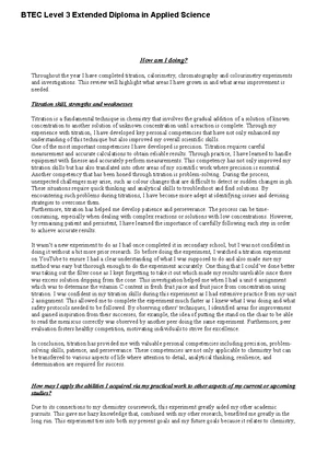 BTEC Applied Science Unit 2 Assignment 3: Chromatography Analysis Techniques - Studocu