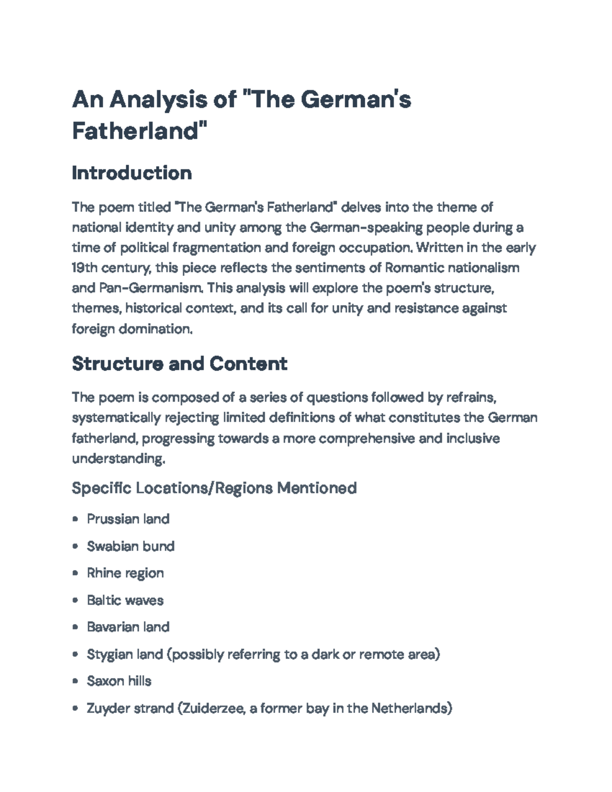 Analysis of "The German's Fatherland": Themes & Historical Context - An ...