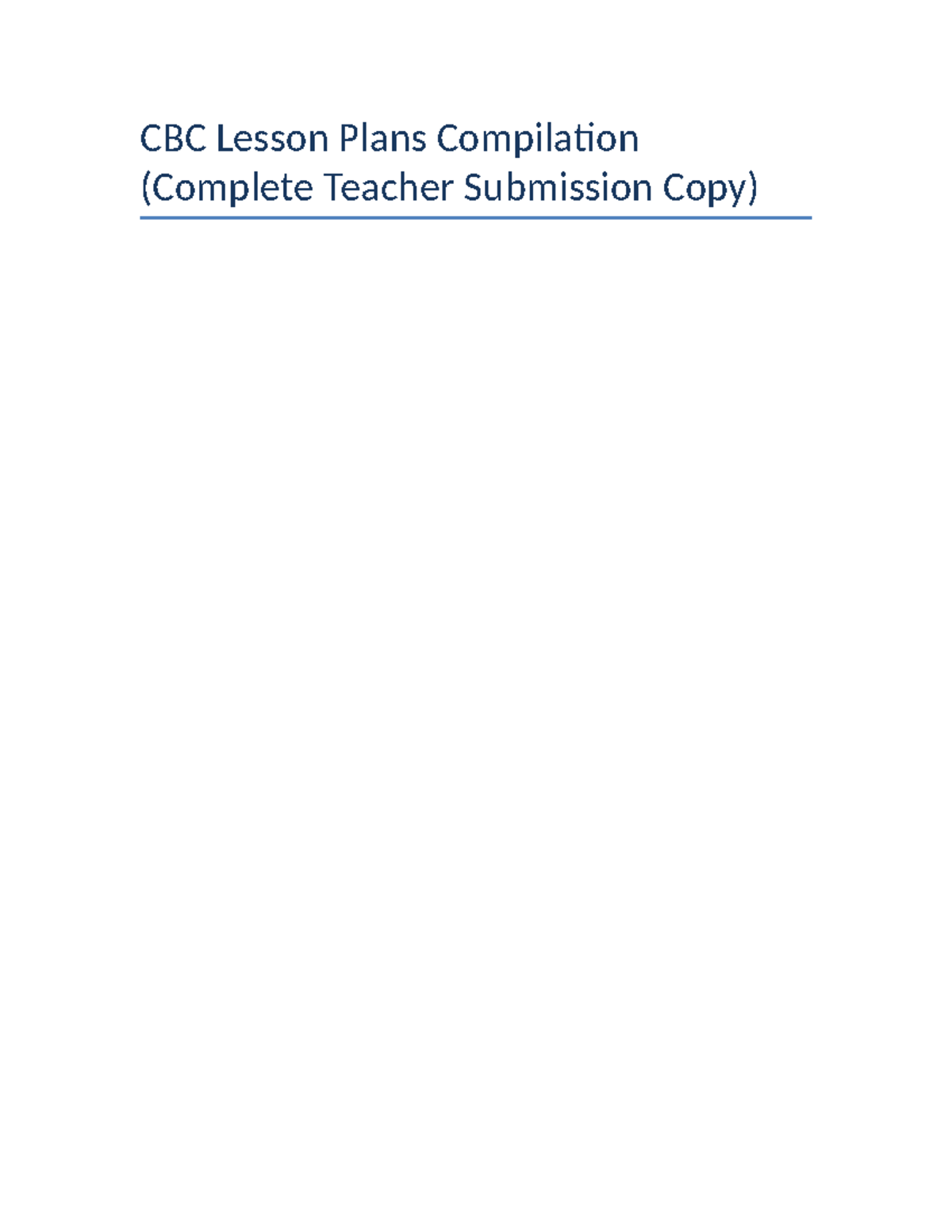 CBC Lesson Plans: Grade 5-8 Science & Math Overview - Studocu