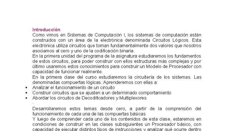 Resumen de Circuitos Lógicos y Modelo de Procesador - Sc2 - Studocu