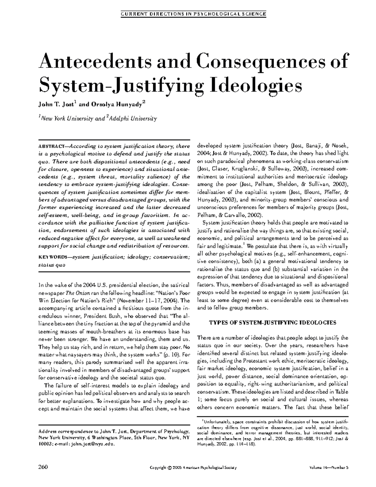 Final Paper: Examining System-Justifying Ideologies in Psychology - Studocu