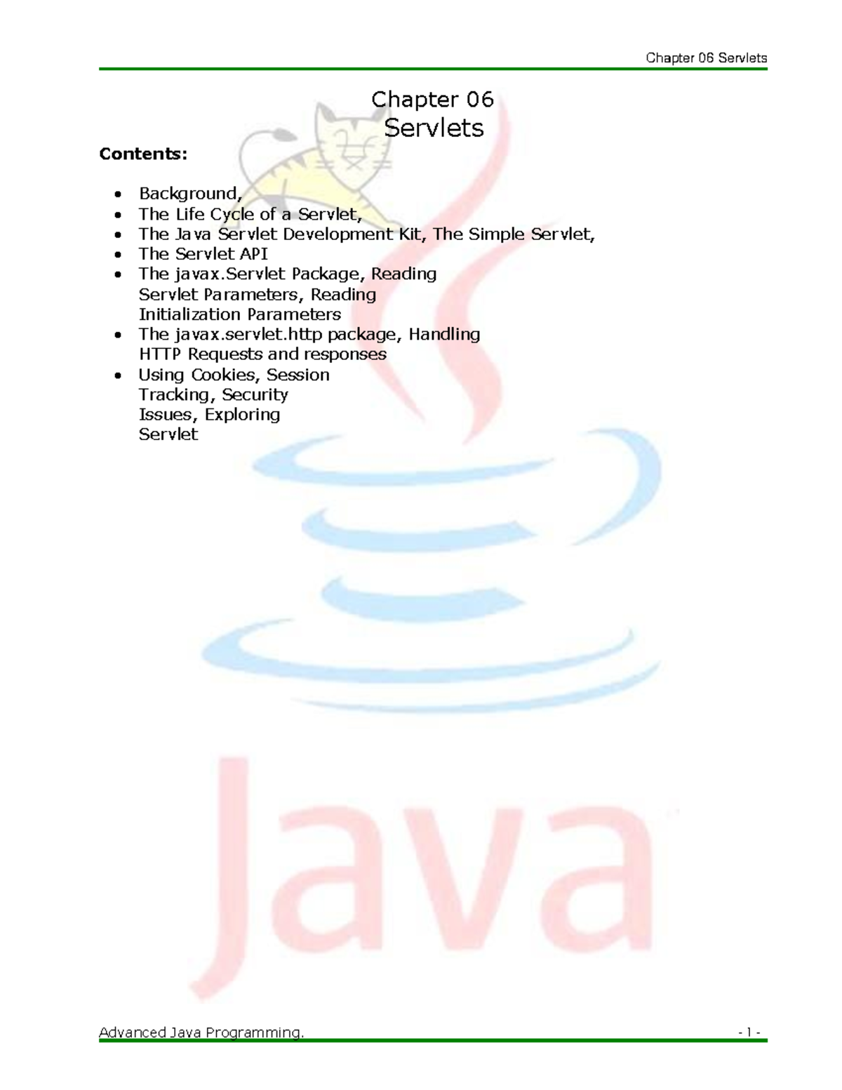 Advanced Java Programming: Chapter 06 Servlets Overview and Concepts ...
