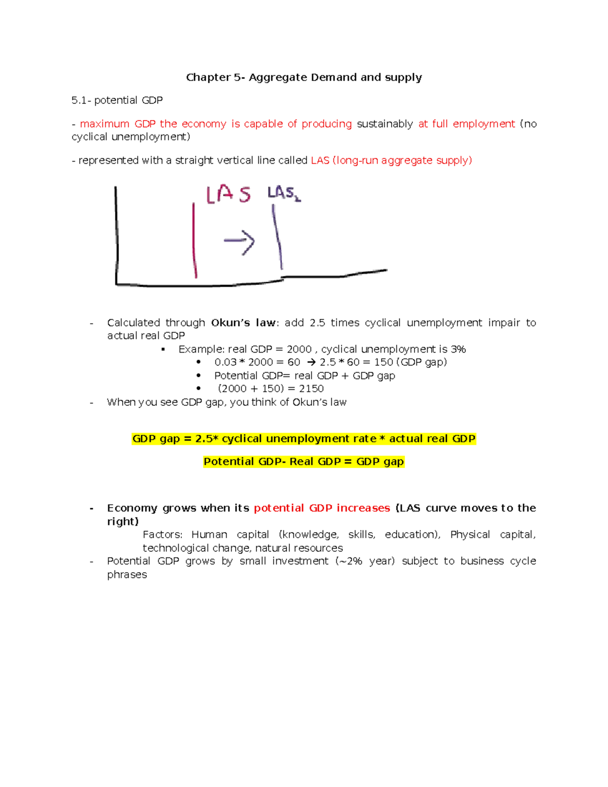Econ- Chapter 5 Review: Aggregate Demand, Supply, and Potential GDP ...