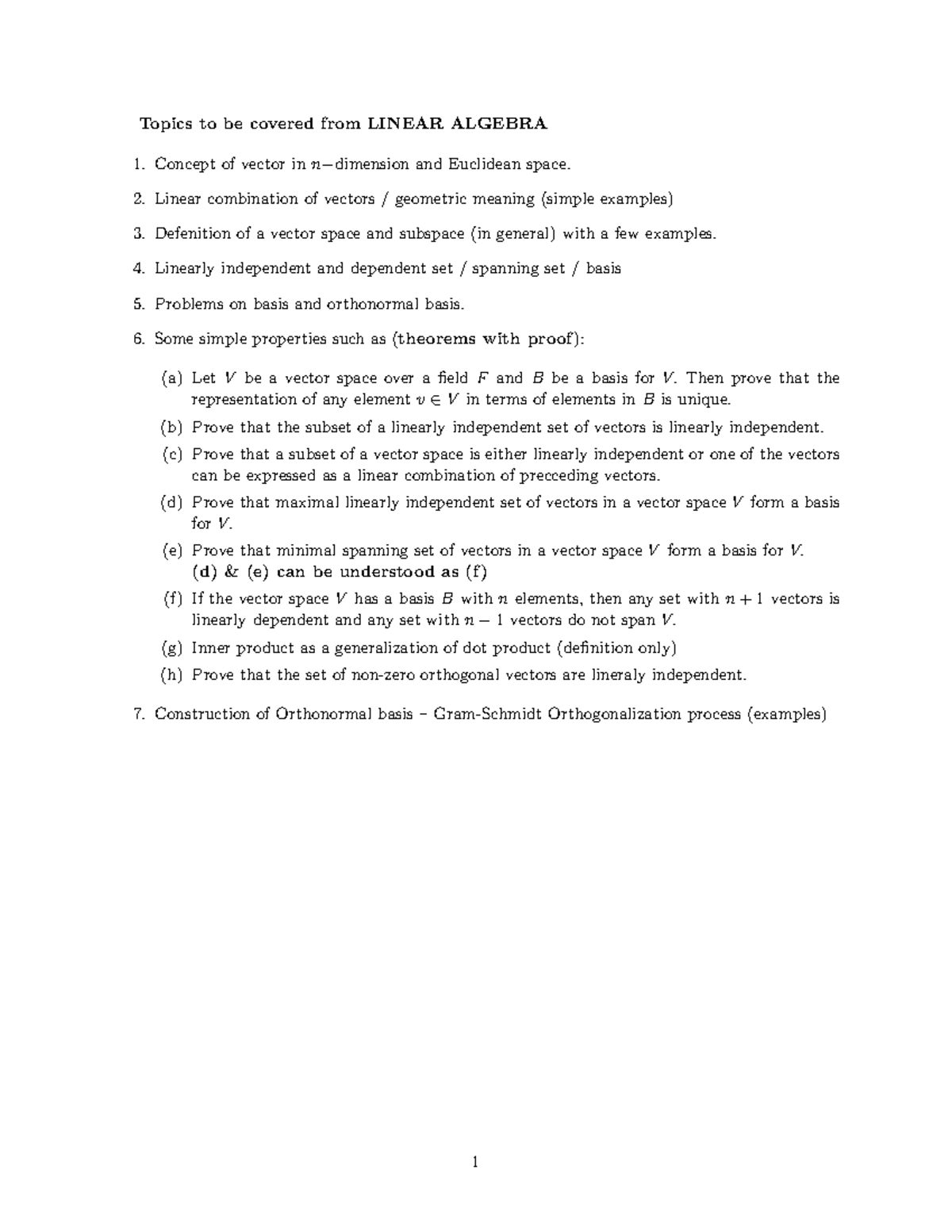 Linear Algebra Topics Overview: Key Concepts & Theorems - Studocu