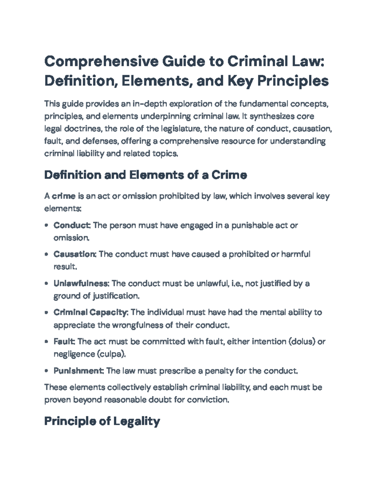 Comprehensive Guide to Criminal Law (CL 101): Key Concepts & Principles ...