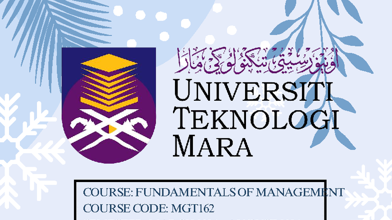 MGT162: Individual Reflection Journal on Management Principles - Studocu