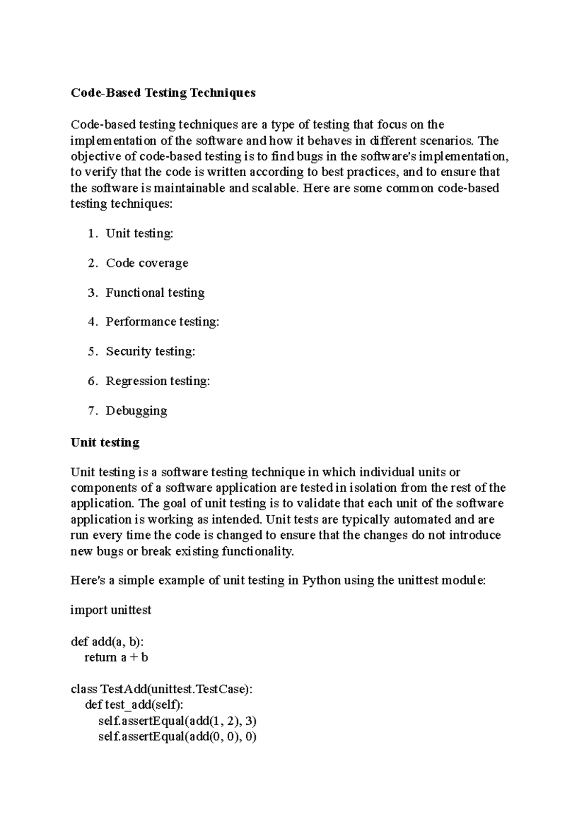 Code-Based Testing Techniques: Methods & Best Practices Summary - Studocu