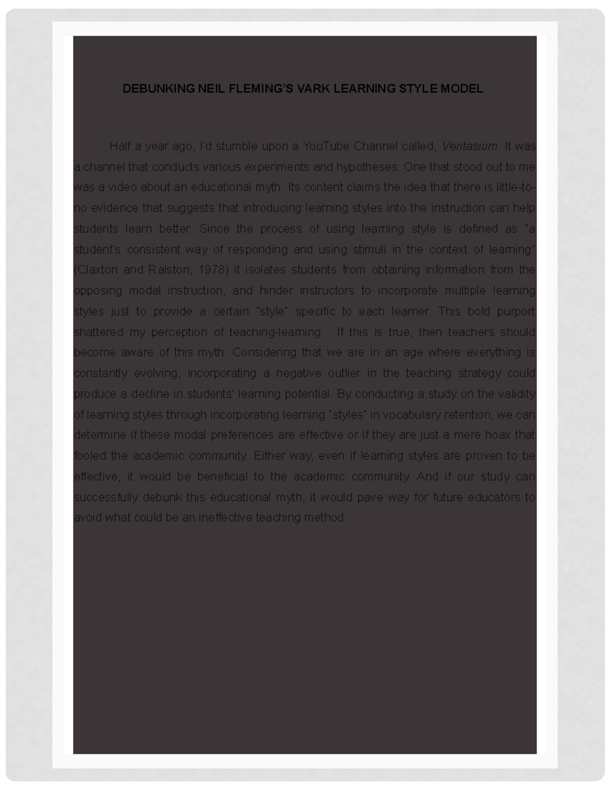 Angelo Oribia - Chapter - DEBUNKING NEIL FLEMING’S VARK LEARNING STYLE ...
