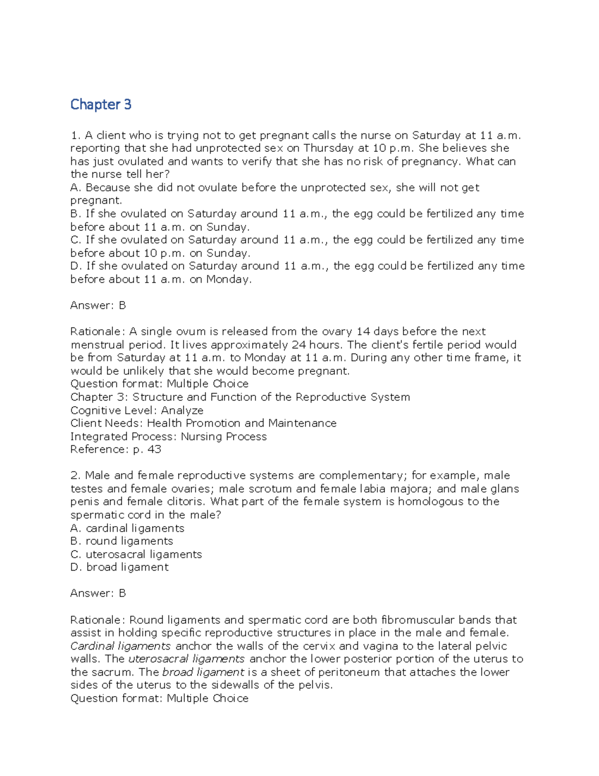OB - Chapter 3: Structure & Function of Reproductive System Notes - Studocu