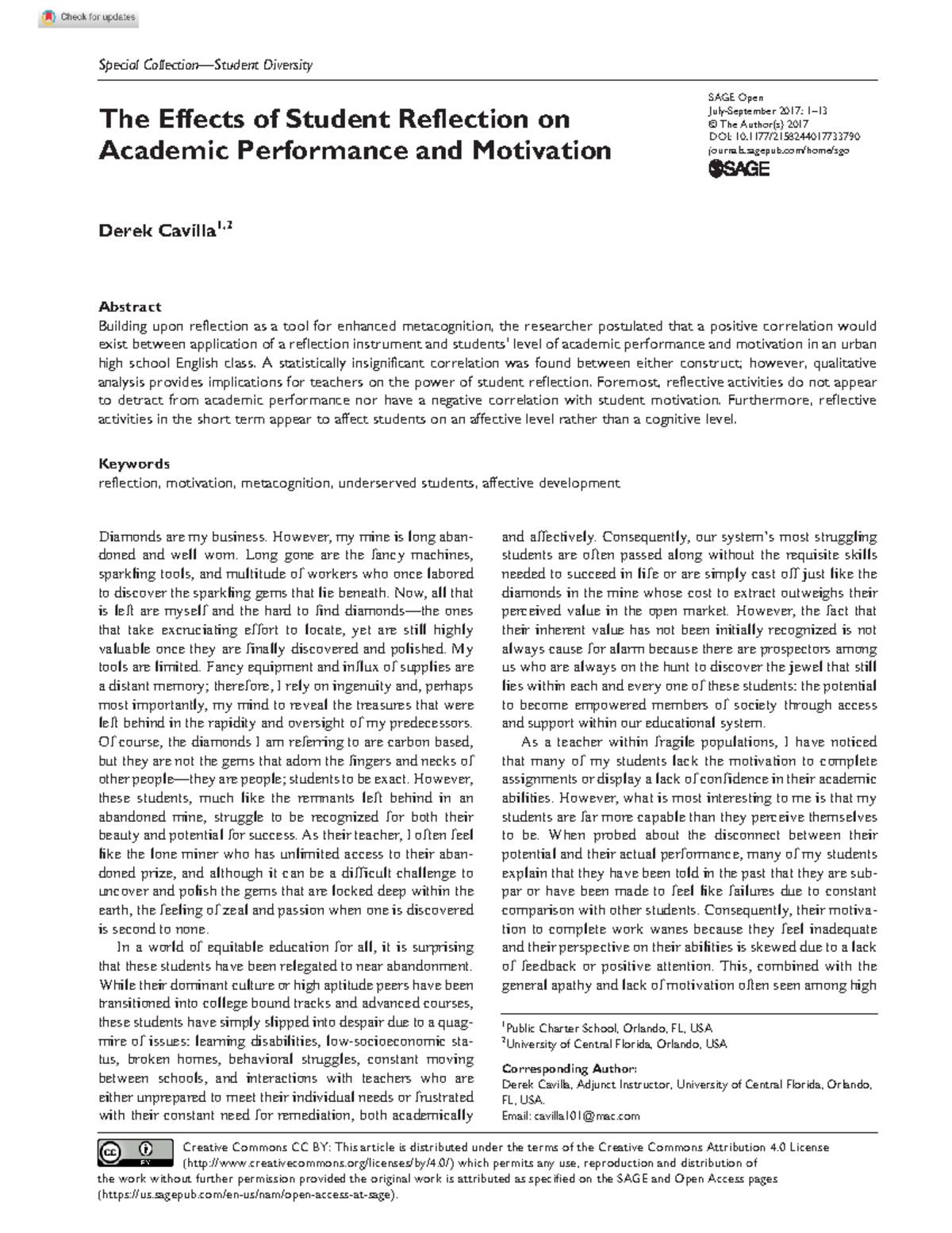 The Impact of Student Reflection on Academic Success & Motivation - Studocu