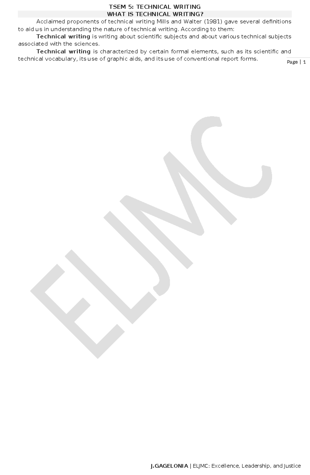 TSEM 5: Technical Writing Overview and Key Principles - Studocu