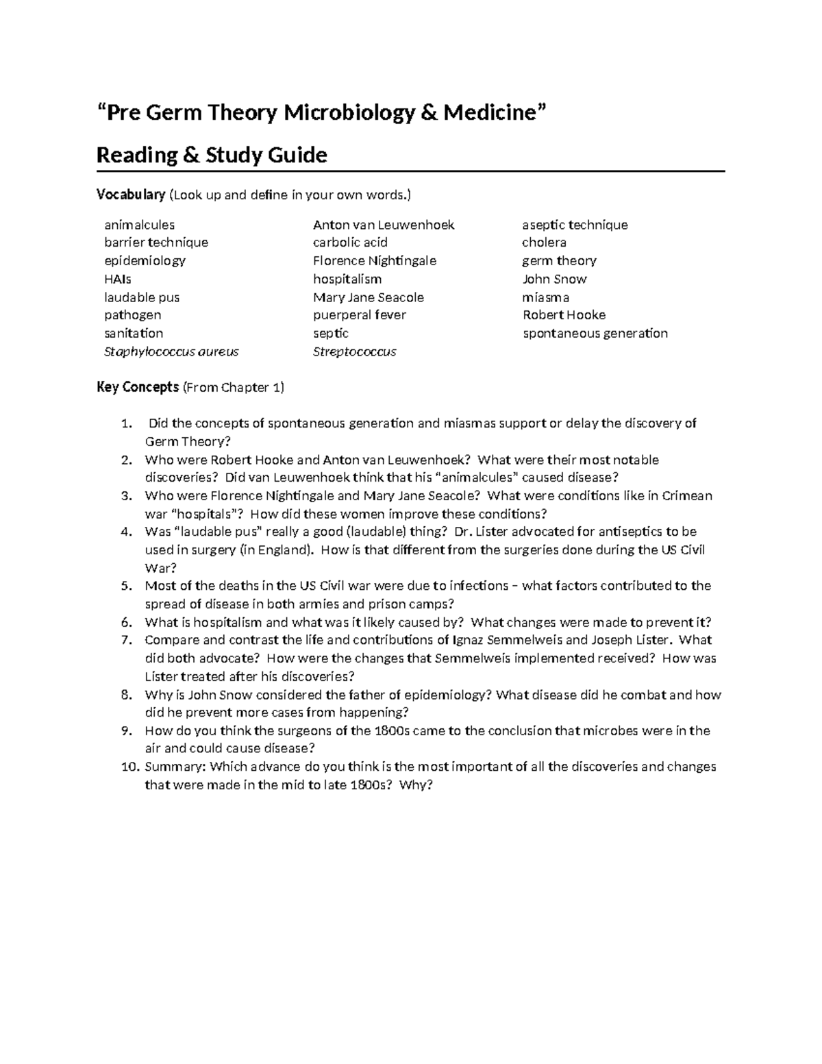 Microbiology 101: Germ Theory Study Guide & Key Vocabulary - Studocu