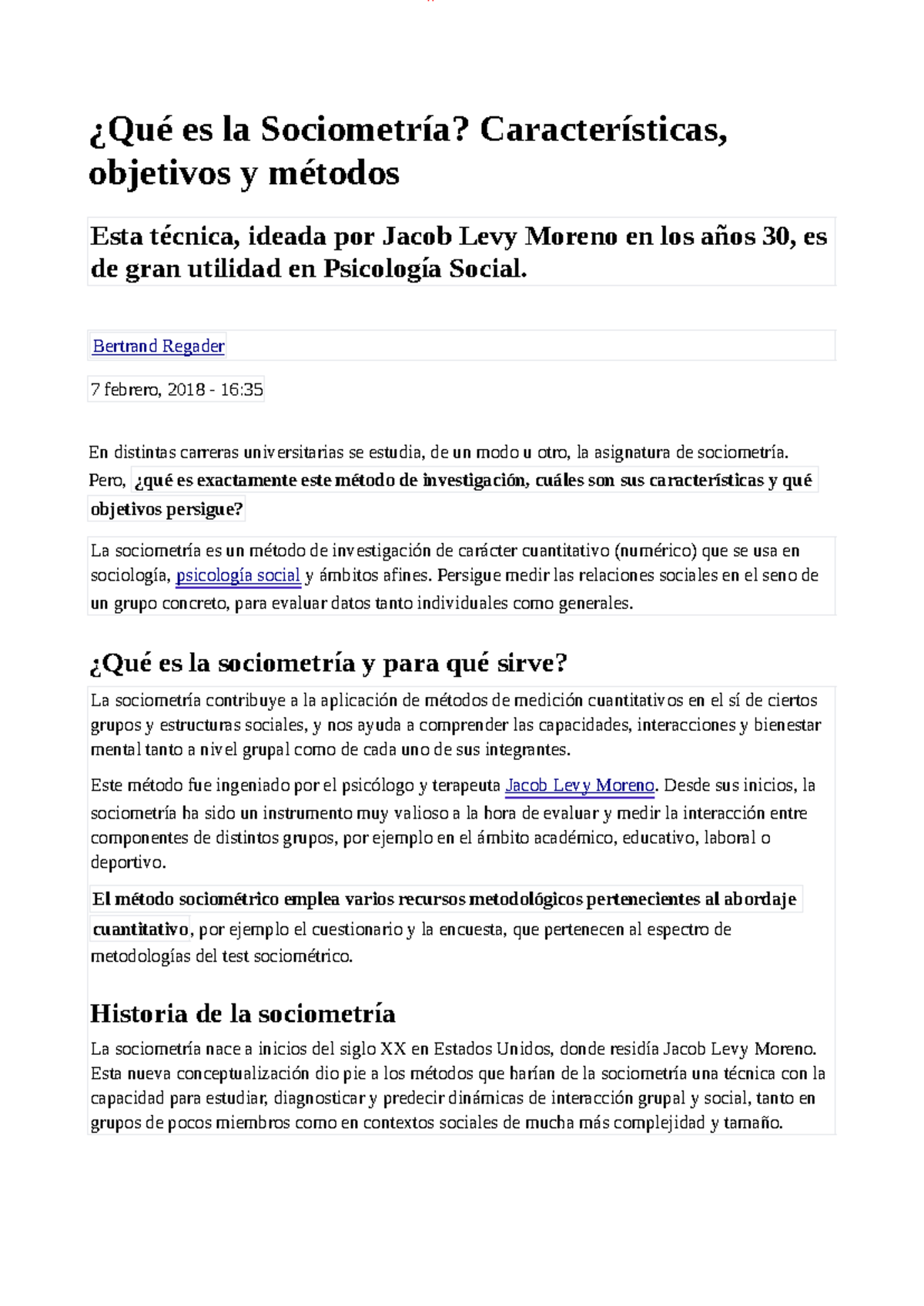 Influencia de Jacob Levy Moreno en la Sociometría (Unidad 1) - Studocu