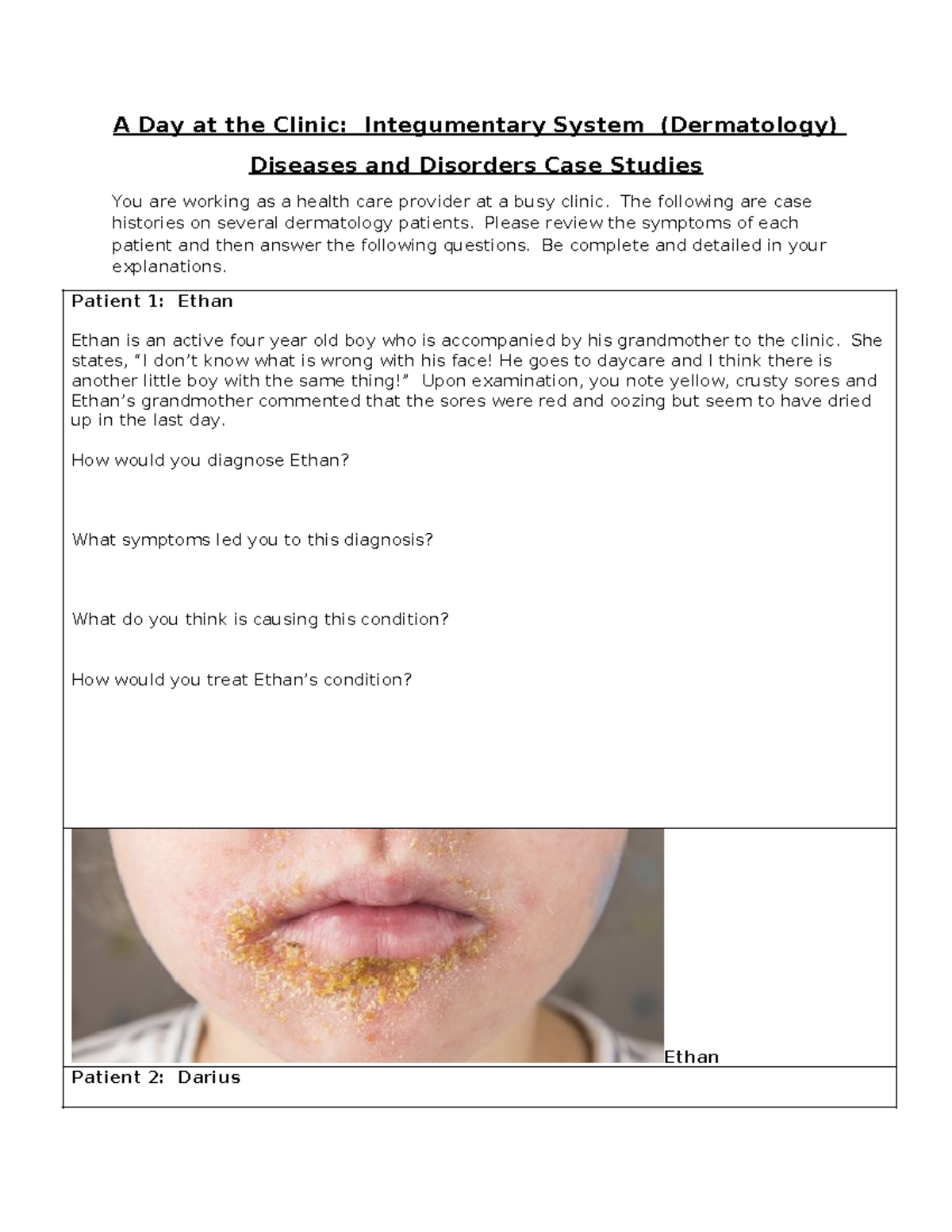 Integumentary System Diseases and Disorders: Mini Case Study Analysis ...