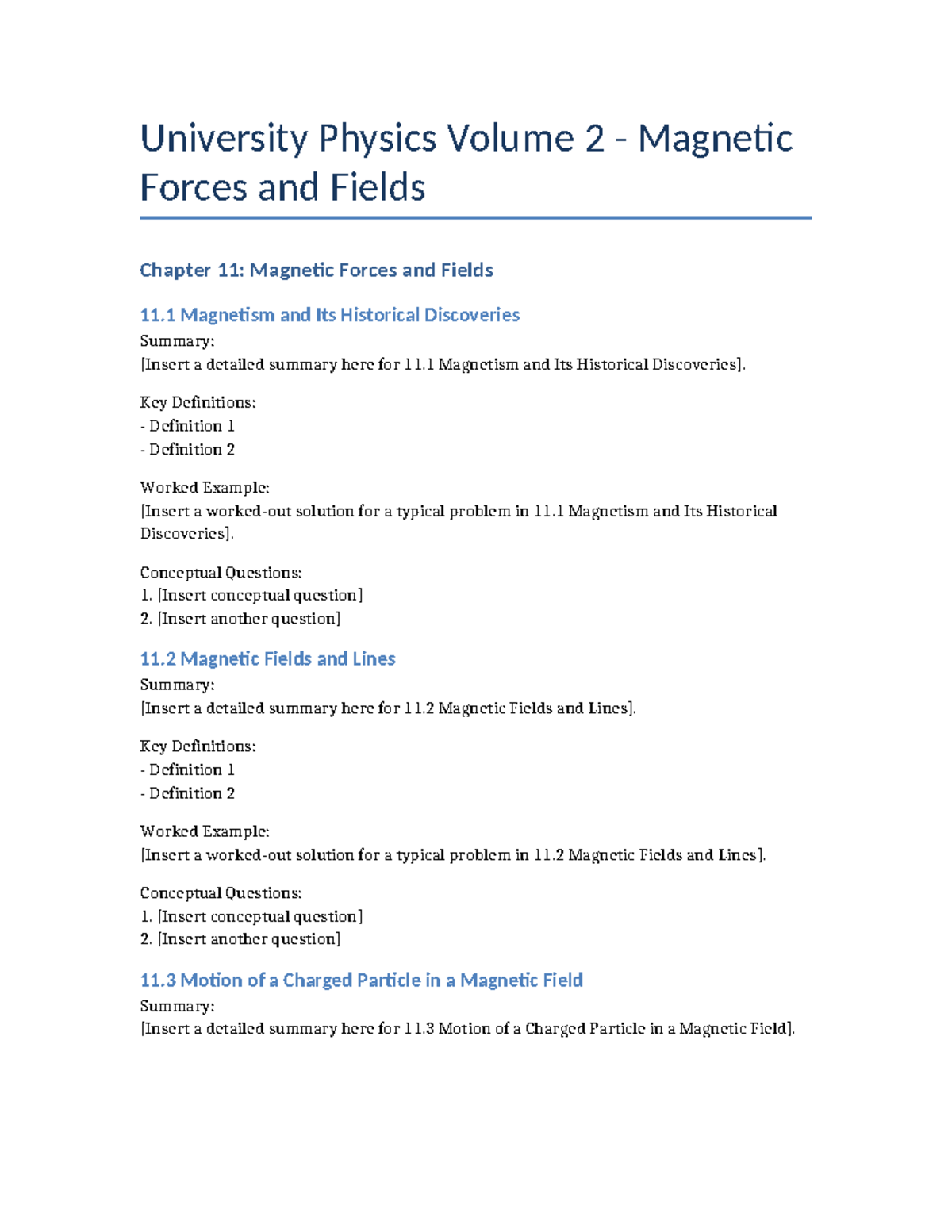 University Physics Volume 2: Magnetic Forces and Fields Notes - Studocu