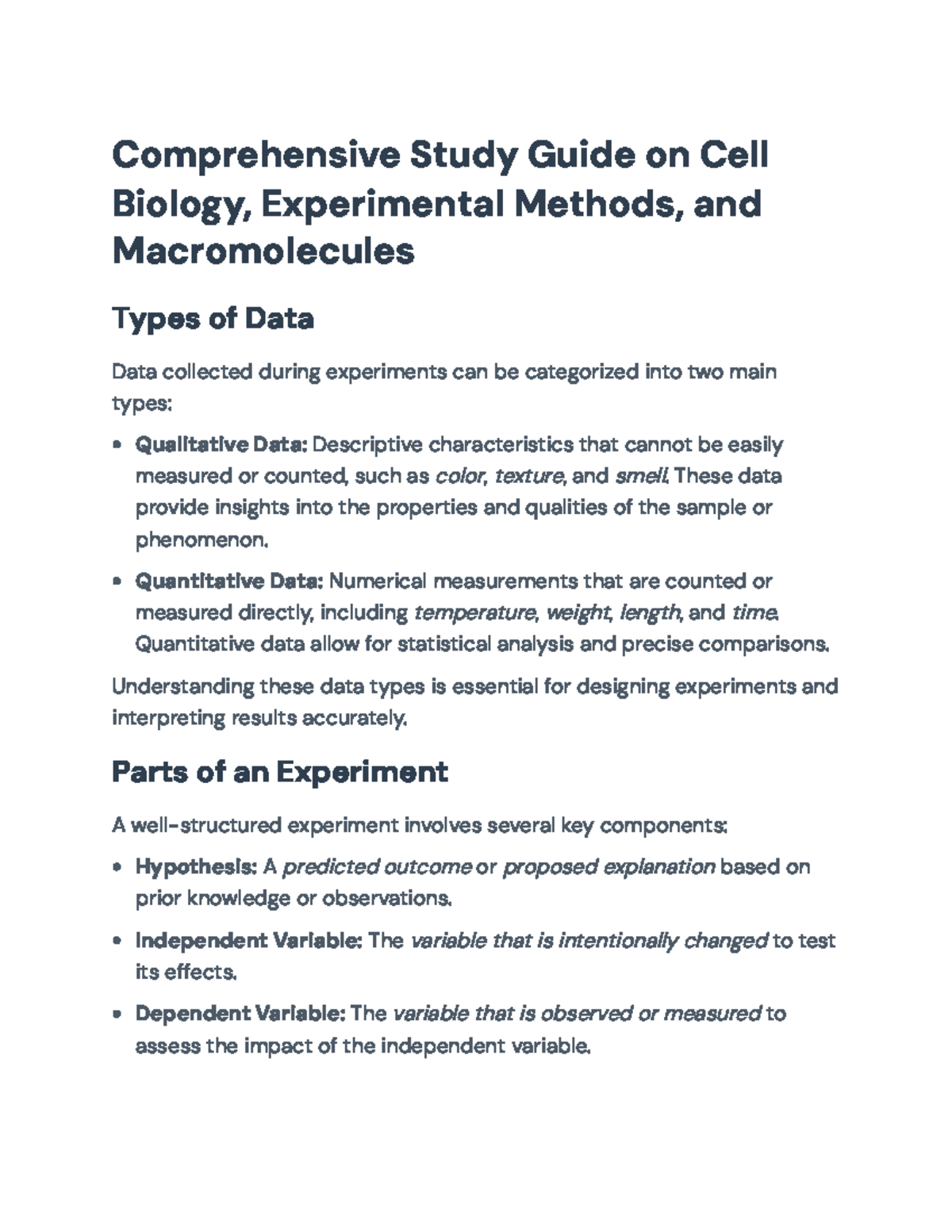 Comprehensive Cell Biology Study Guide Bio 101 Key Concepts