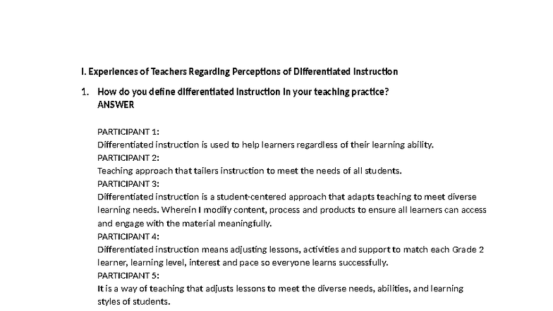 EDUC 101: Teacher Insights on Differentiated Instruction Practices - Studocu