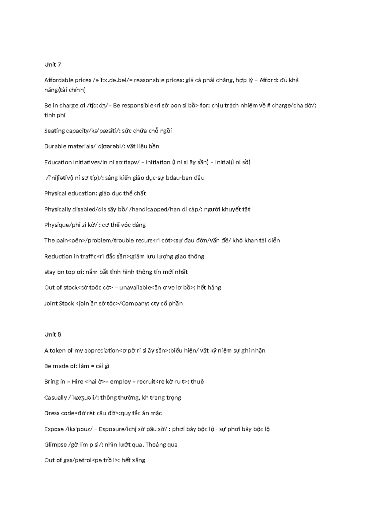 Vocab Level 2: Units 7-9 Key Terms and Concepts - Studocu