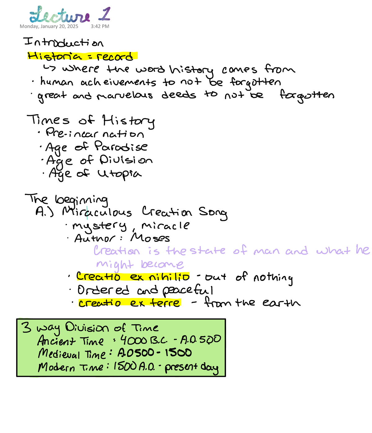 Lecture 1: Introduction to History - Key Concepts and Ages - Studocu