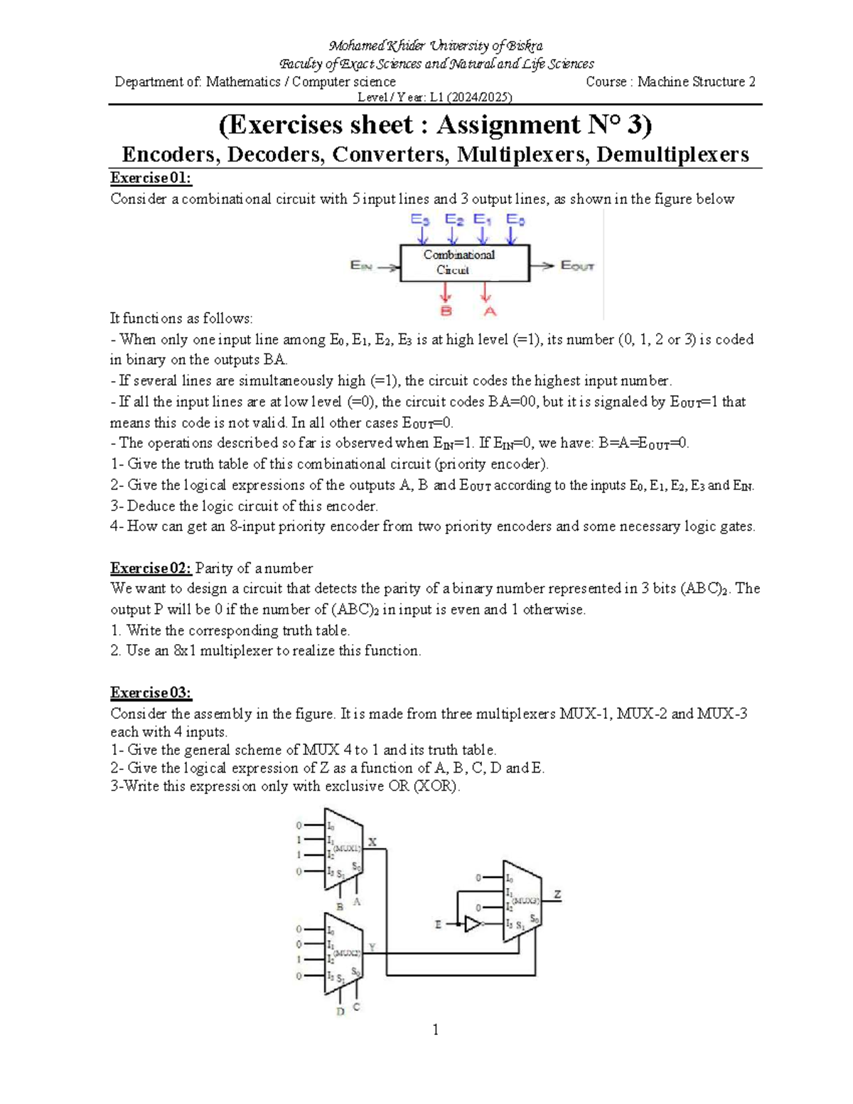 Machine Structure 2 (L1) - Assignment 3: Encoders & Multiplexers ...