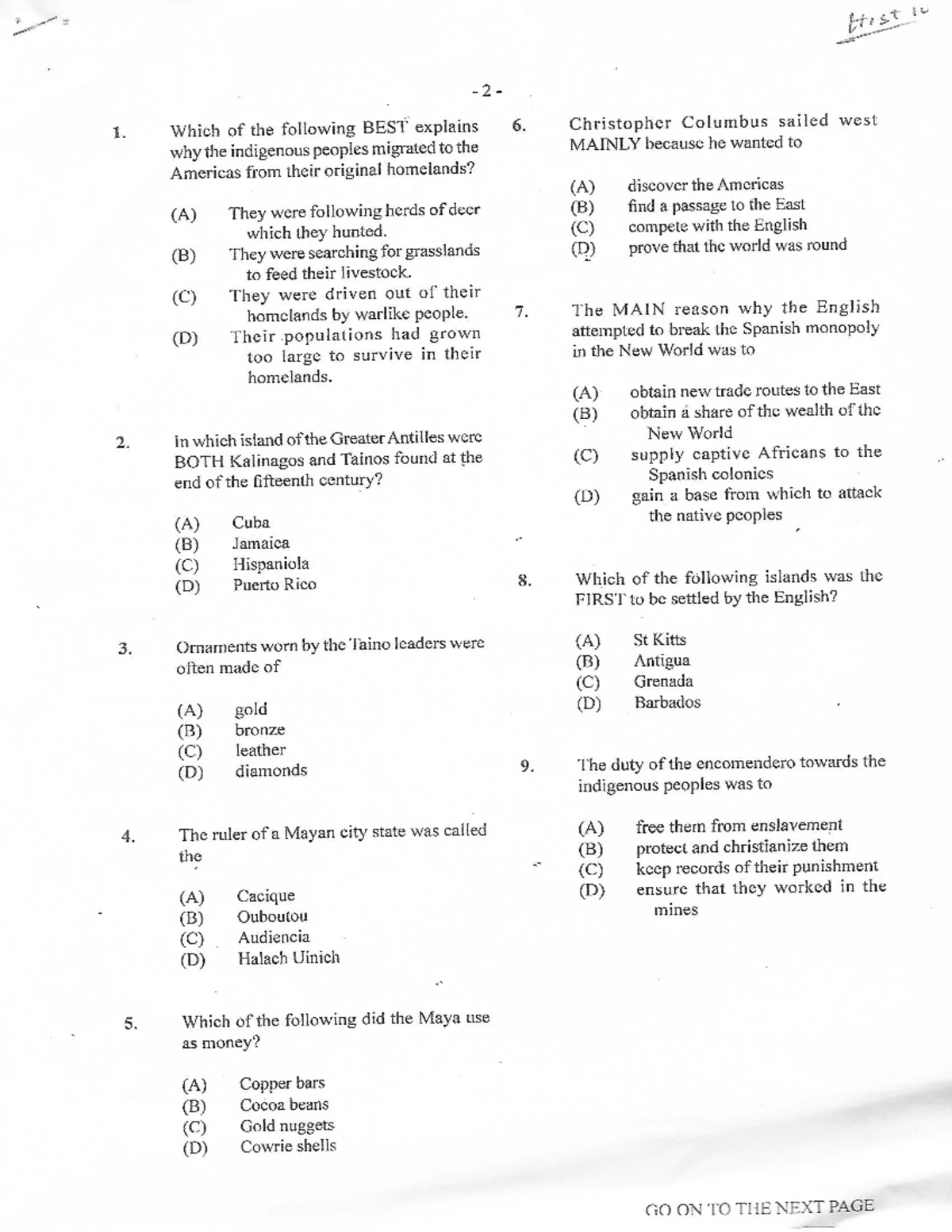 CSEC Caribbean History Exam Paper 1 Review 2016 - Studocu
