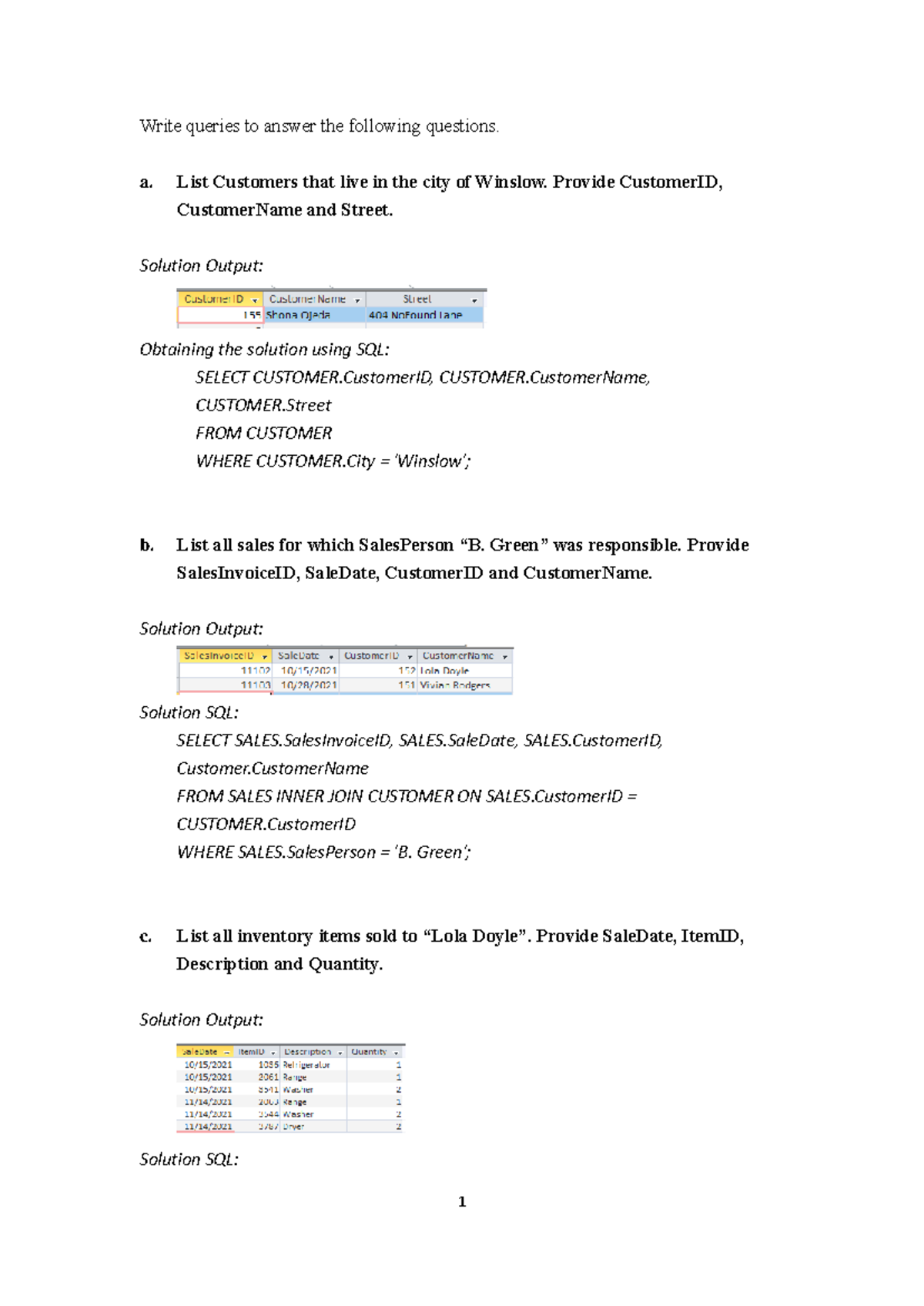 Solutions of SQL practice questions - Write queries to answer the ...