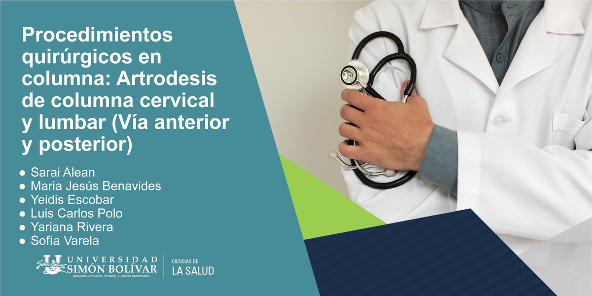 Artrodesis de Columna Cervical y Lumbar: Procedimientos Quirúrgicos ...