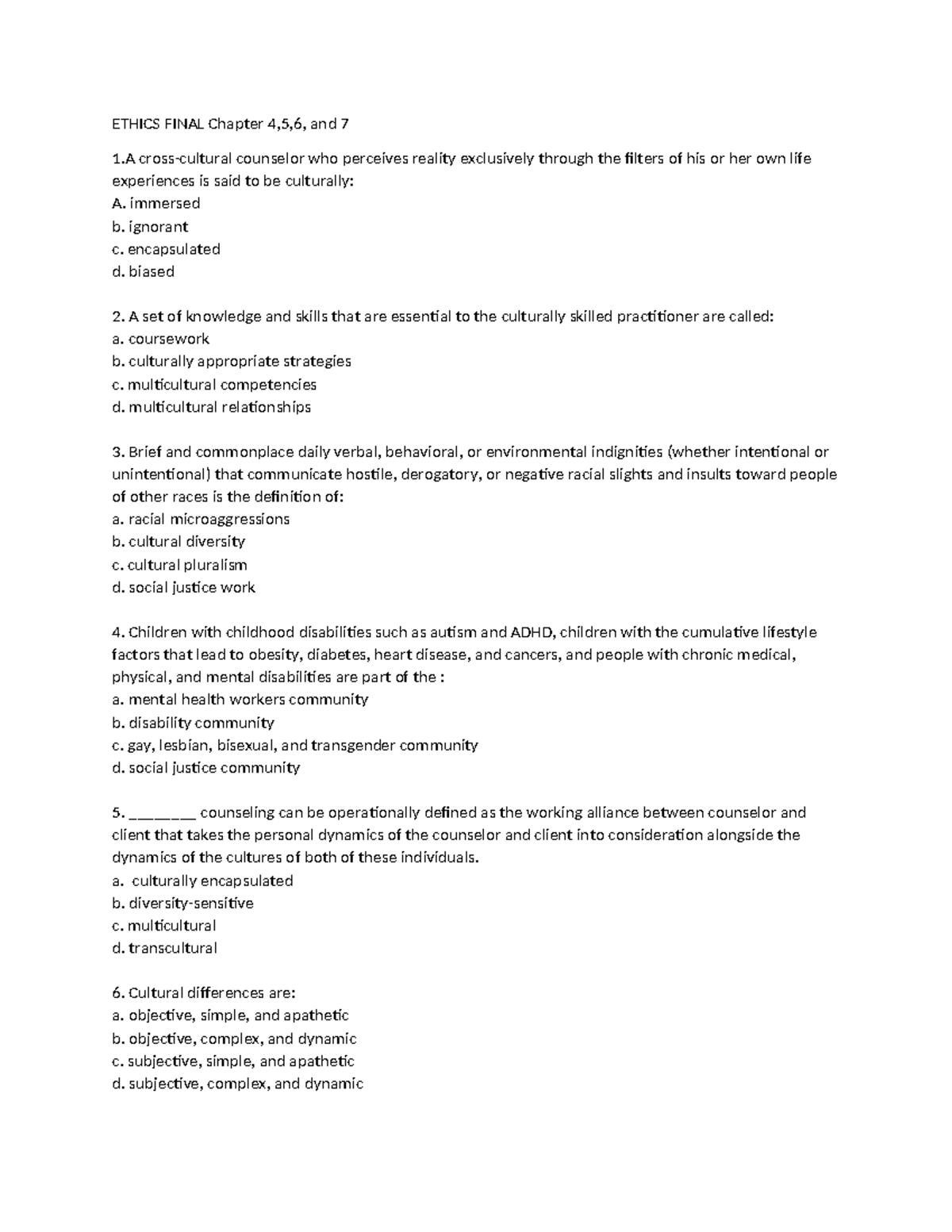 Ethics Final Exam Review: Chapters 4 to 7 Insights and Key Concepts - Studocu