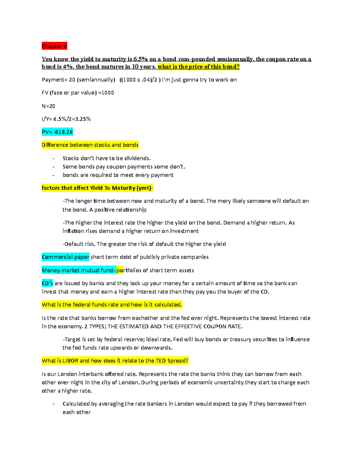 Study Guide for Exam 2 (FIN 300): Key Concepts on Bonds & Stocks - Studocu